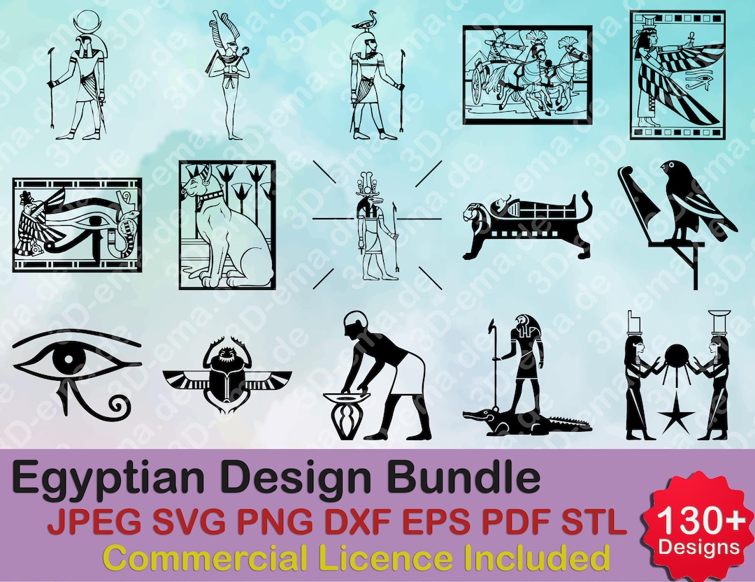 Ancient Egyptian Inspired Design Set With 130 Digital Files for ...