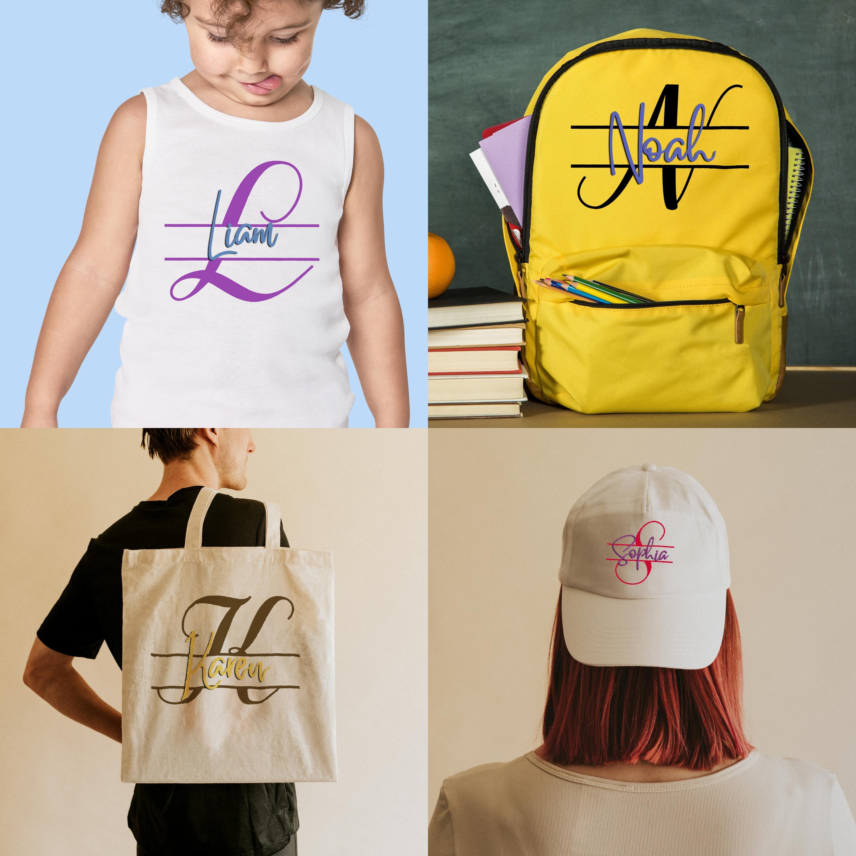 Script Monogram Alphabet With Horizontal Split Set Digital - Etsy