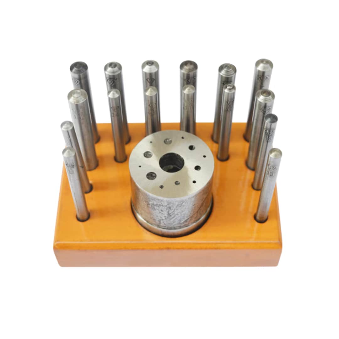 Clock Staking Set With Wooden Stand 10 Holes 16 Punches Repair Fix ...