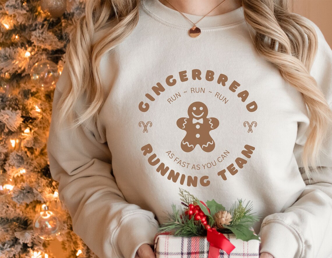 Funny Christmas Sweater, Gingerbread Running Team Sweatshirt, Cute X ...
