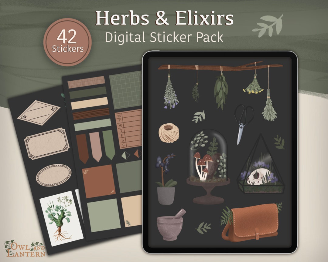 Herbs & Elixirs Apothecary Digital Sticker Pack | Pngs for Goodnotes ...
