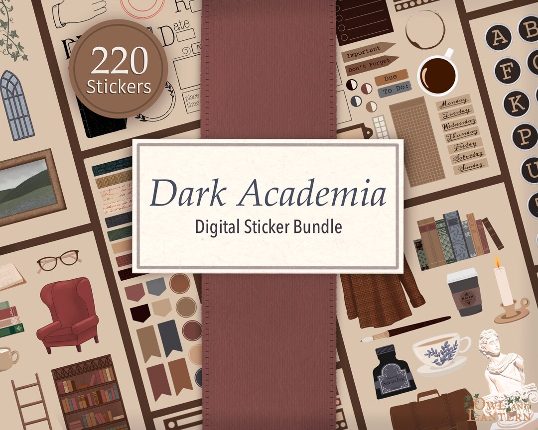 Dark Academia Digital Sticker Bundle | Pngs for Goodnotes & Digital ...