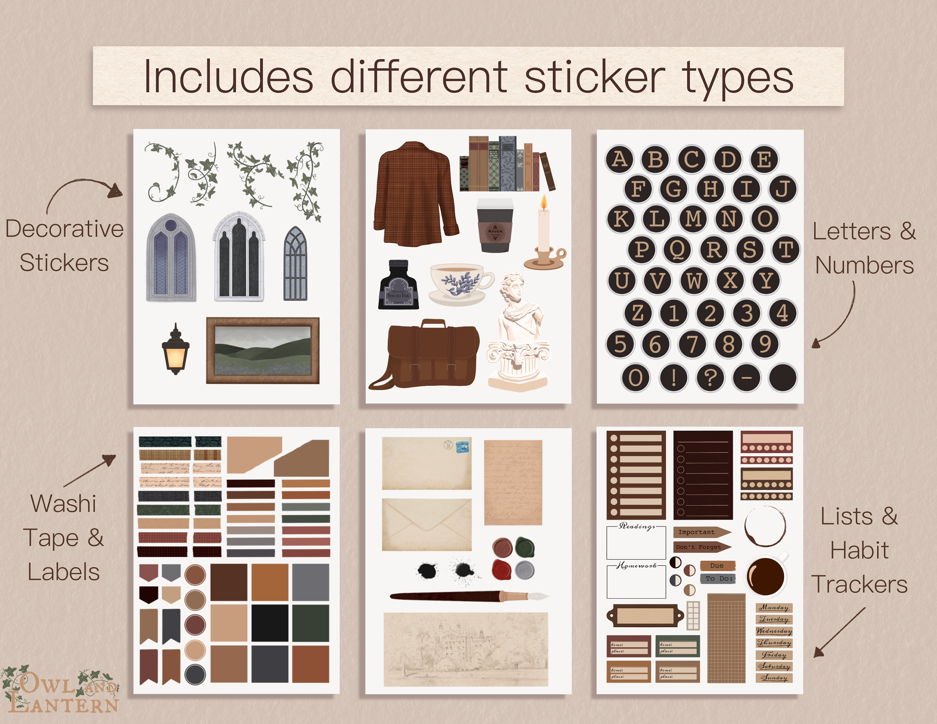 Dark Academia Digital Sticker Set Pre-cropped Stickers for | Etsy