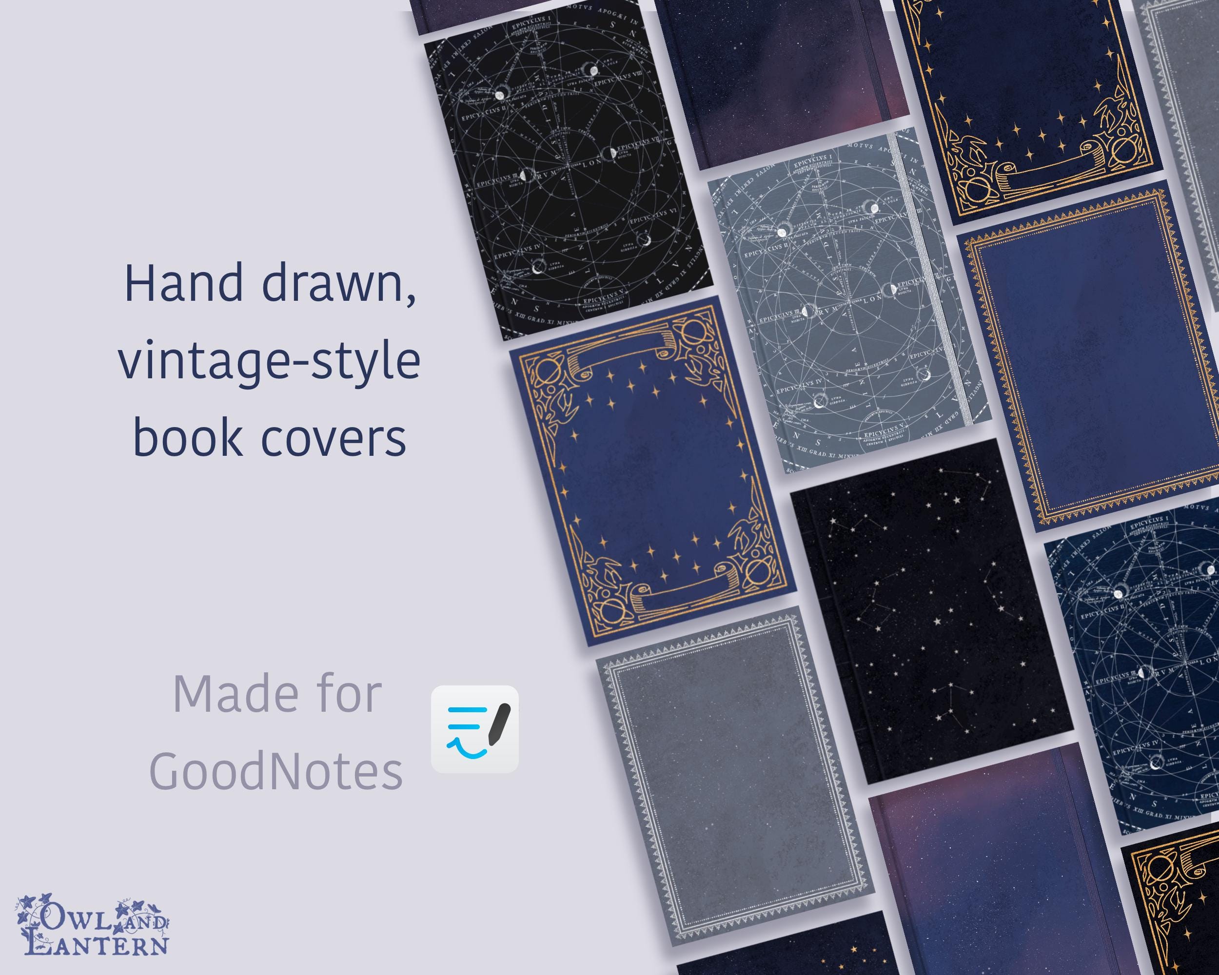 Stargazer | Celestial Digital Notebook Covers in PNG for Goodnotes ...