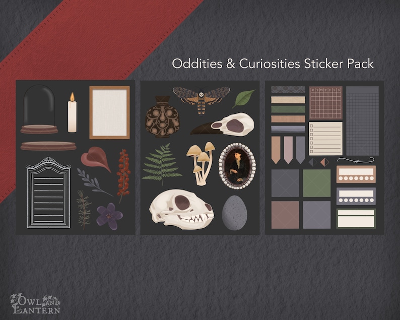 Gothic Digital Sticker Bundle | Dark and Moody PNG Stickers for ...