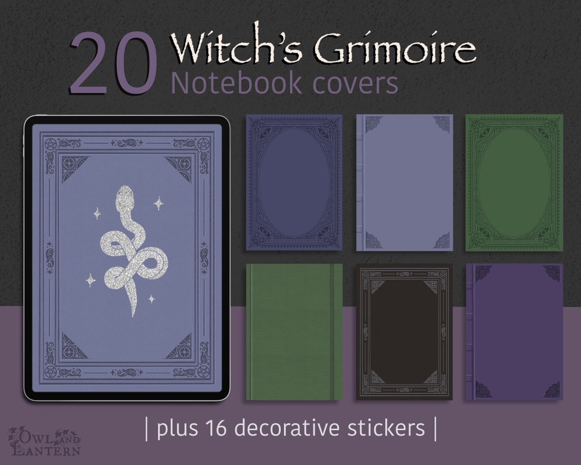 Grimoire Notebook Covers Witchy Digital Covers for - Etsy