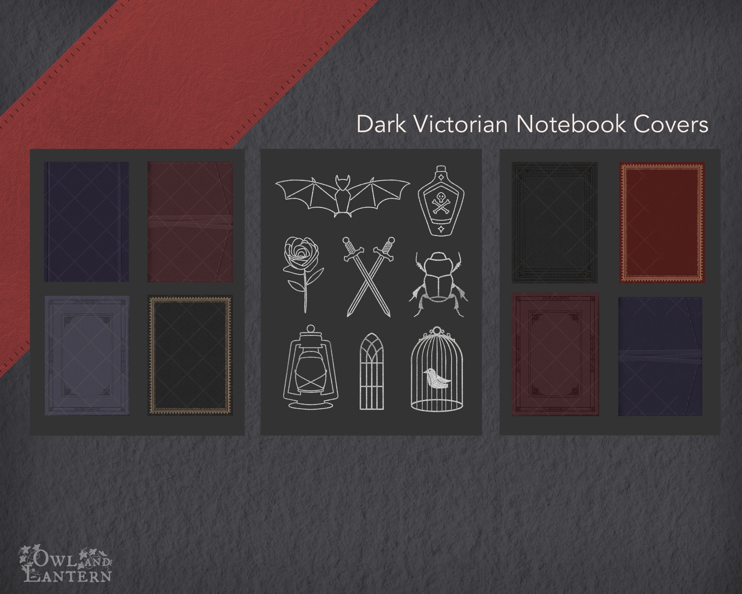 Gothic Digital Sticker Bundle | Dark and Moody PNG Stickers for ...
