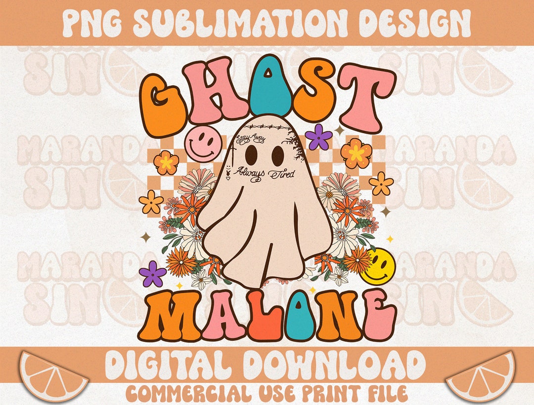 Ghost Malone PNG: Retro Halloween Sublimation Design (digital Download ...