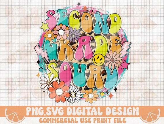 Second Grade Squad PNG SVG Back to School Png Svg Retro - Etsy