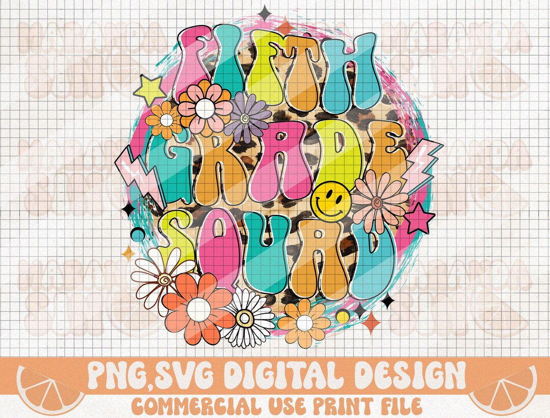 Fifth Grade Squad PNG SVG, Back to School Png Svg, Retro Groovy Fifth ...
