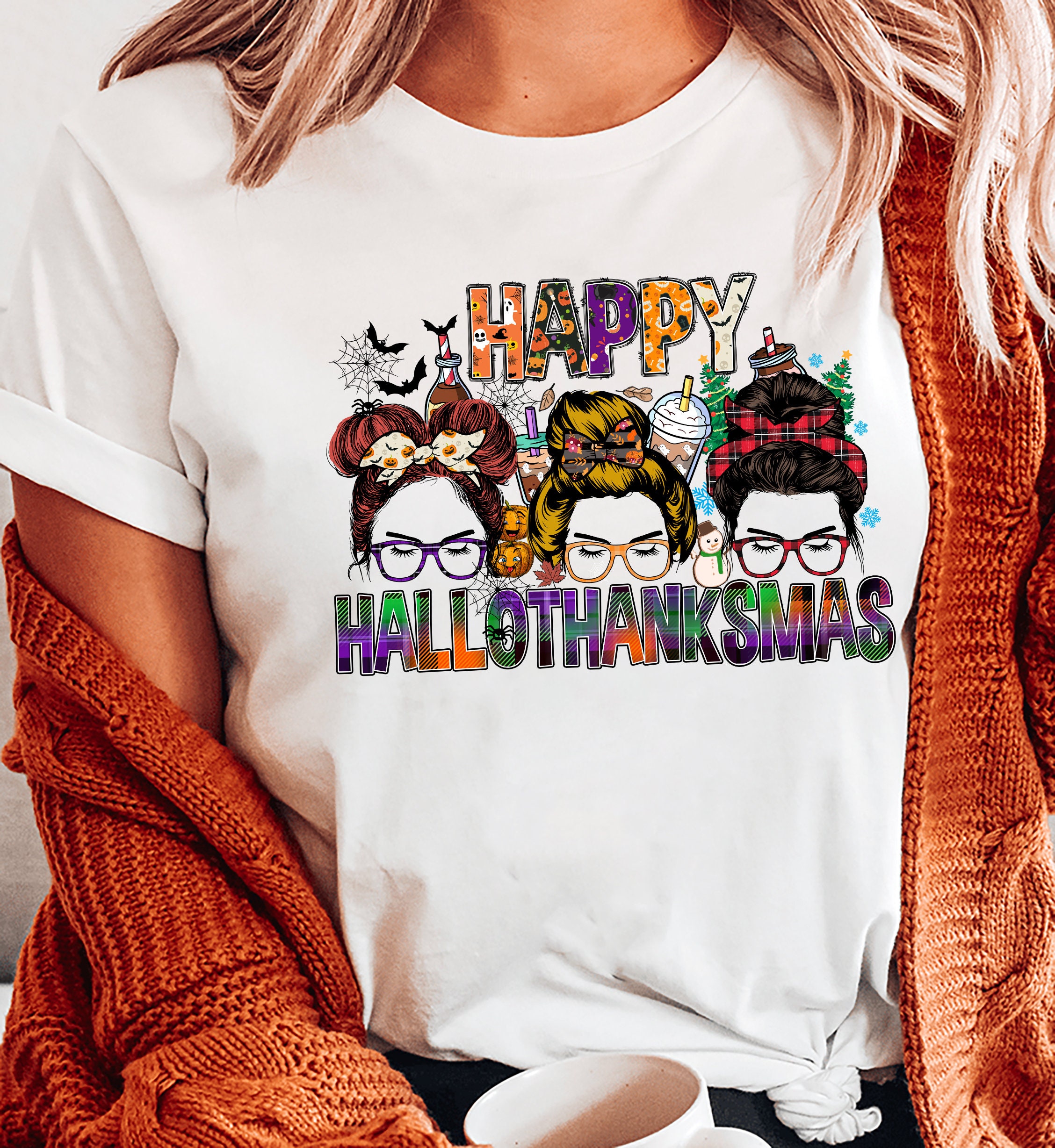 Happy Hallothanksmas PNG Halloween Thanksgiving Christmas - Etsy