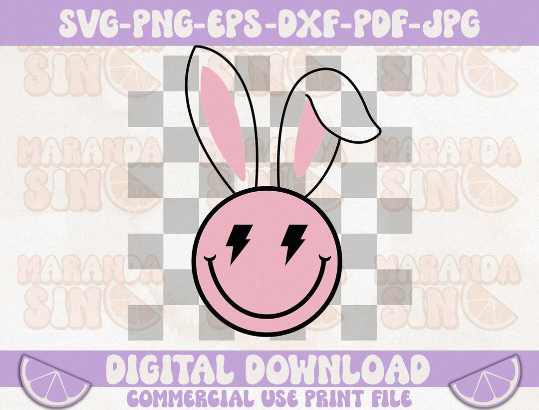 Easter SVG, Retro Smile Face Svg, Easter Smile Face Svg, Easter Bunny ...