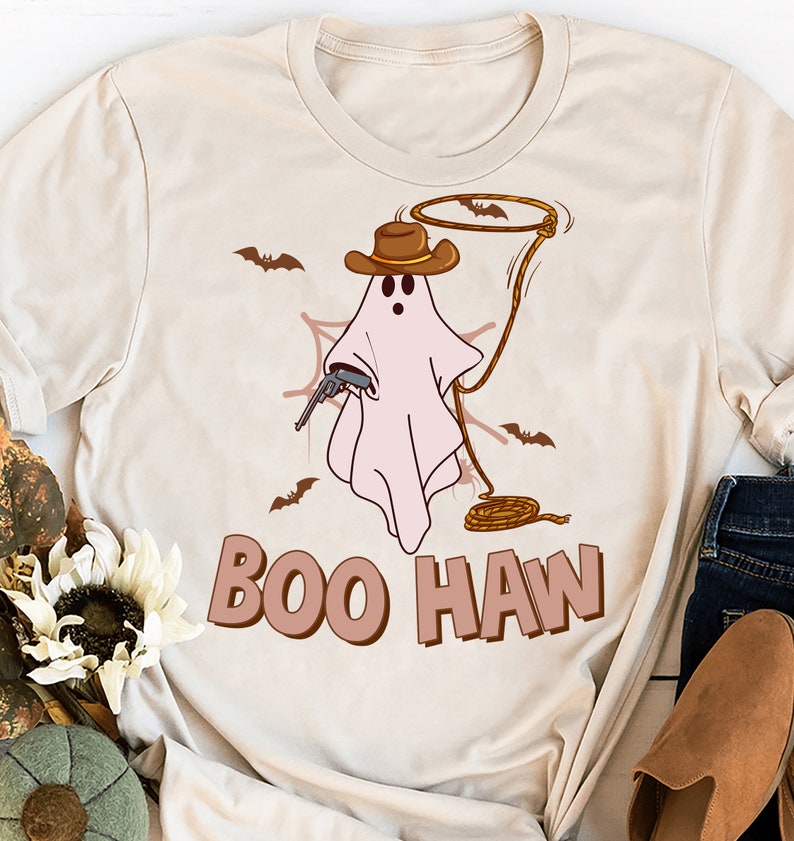 Retro Cowboy Halloween Boo Haw Png Svg Halloween Ghost Boo - Etsy