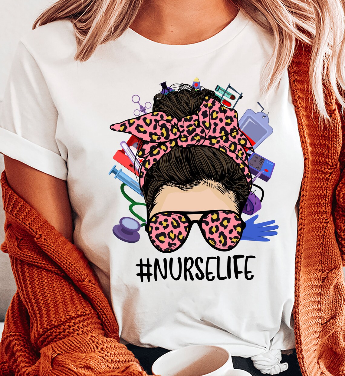 Messy Bun Nurse Life PNG SVG Leopard Messy Bun Nurse Png Svg - Etsy