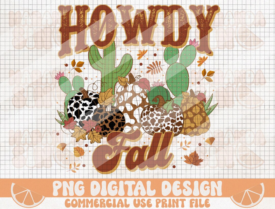 Howdy Fall PNG, Western Pumpkin Png, Cowboy Pumpkin Png, Retro Fall Png ...