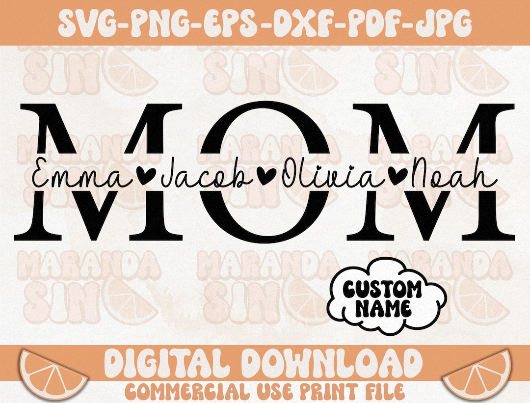Personalized Mom Name Frame SVG: Mother's Day Cut File (digital ...