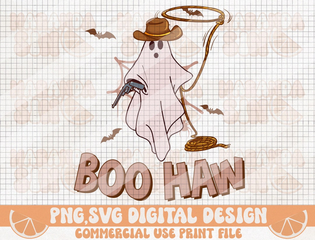 Retro Cowboy Halloween Boo Haw Png Svg Halloween Ghost Boo - Etsy