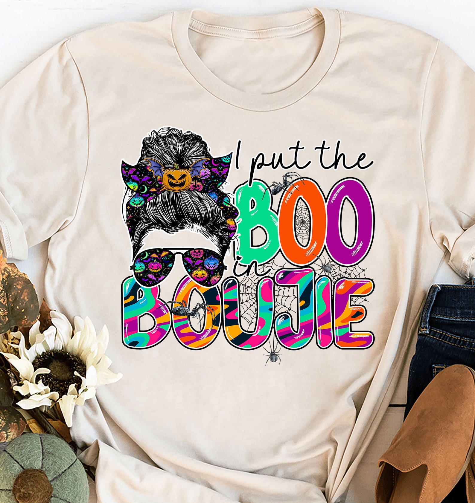 I Put the Boo in the Boujie PNG SVG Messy Bun Girl Halloween - Etsy