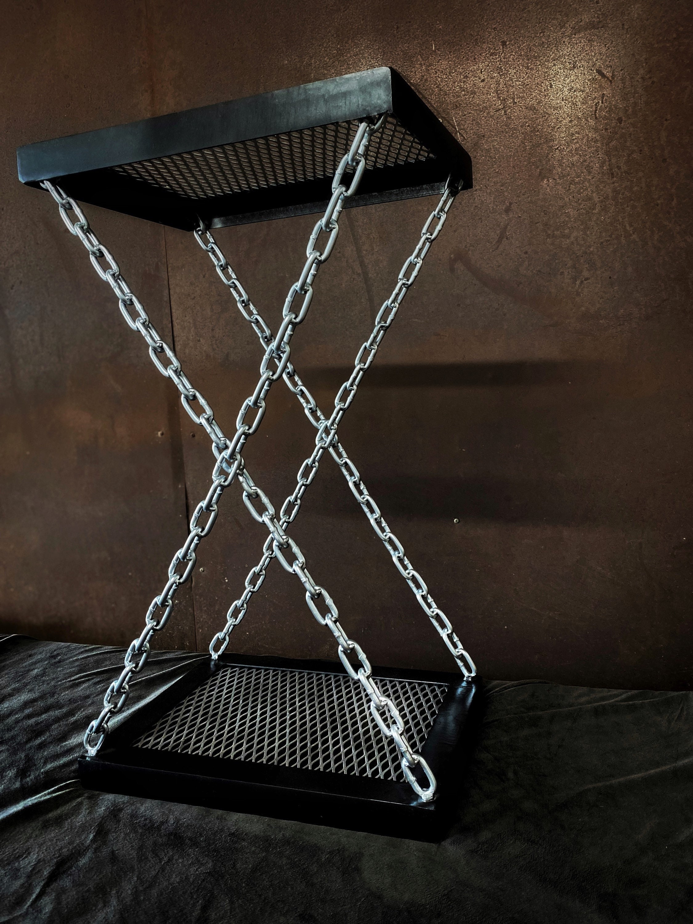 Handcrafted Industrial Metal End Table With Chain Legs - Etsy