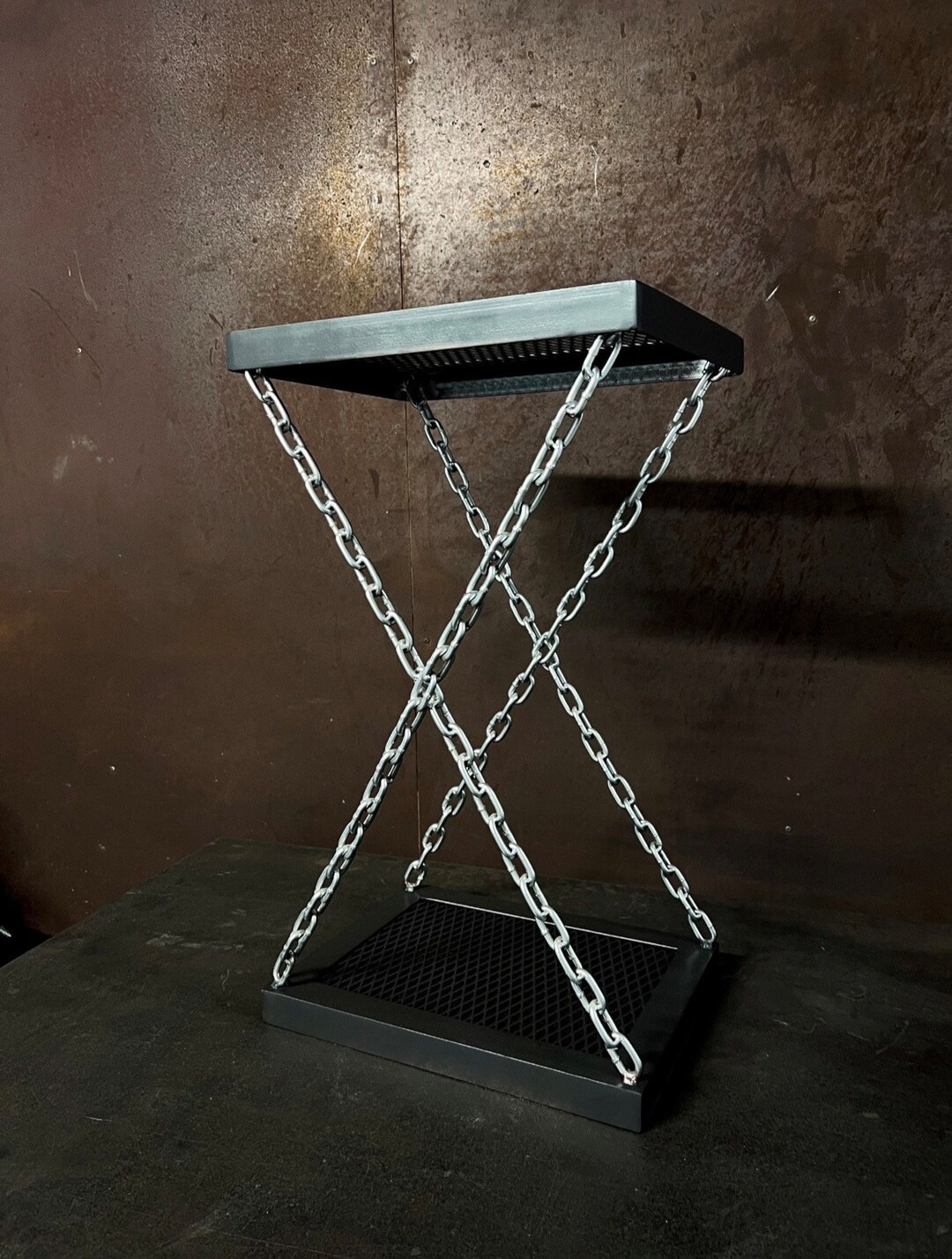 Handcrafted Industrial Metal End Table With Chain Legs - Etsy