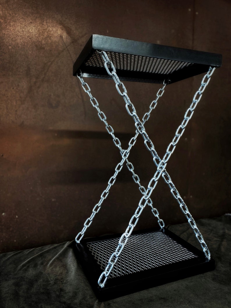 Handcrafted Industrial Metal End Table With Chain Legs - Etsy