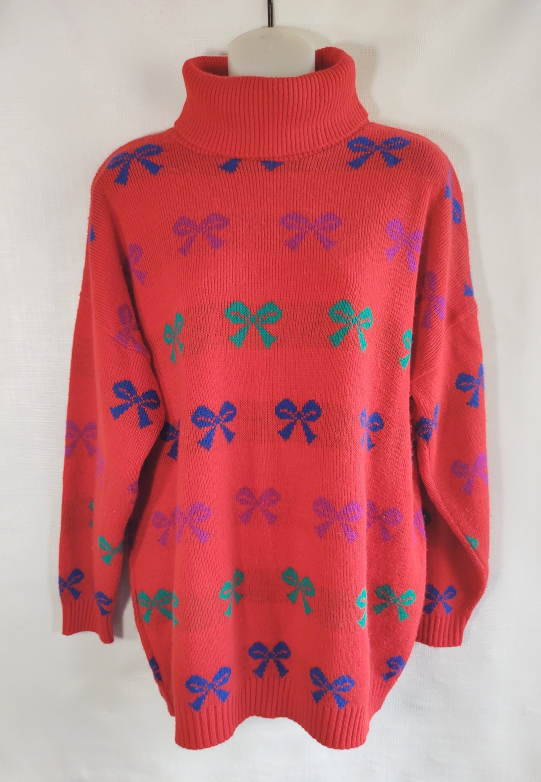 Vintage 90s/2000s Great Times XL Turtle Neck Sweater Tunic Red With ...