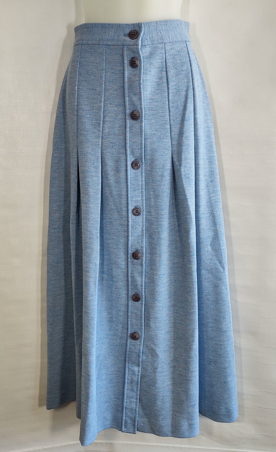 Vintage 60s Blue Button Front Skirt - Xs/small - Etsy
