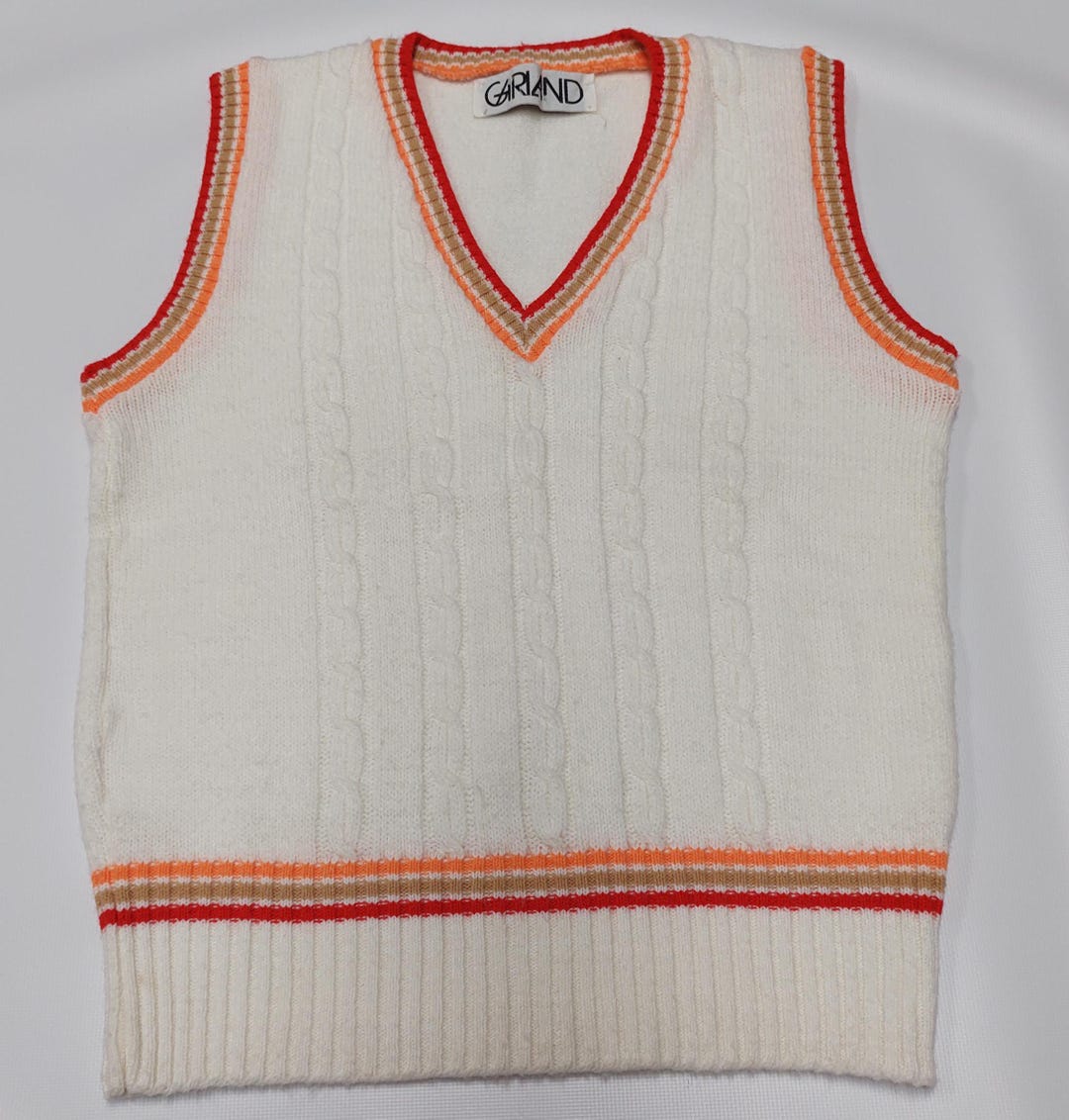 Vintage ~ 70s ~ Sweater Vest ~ White and Orange ~ Iconic ~ Groovy ...