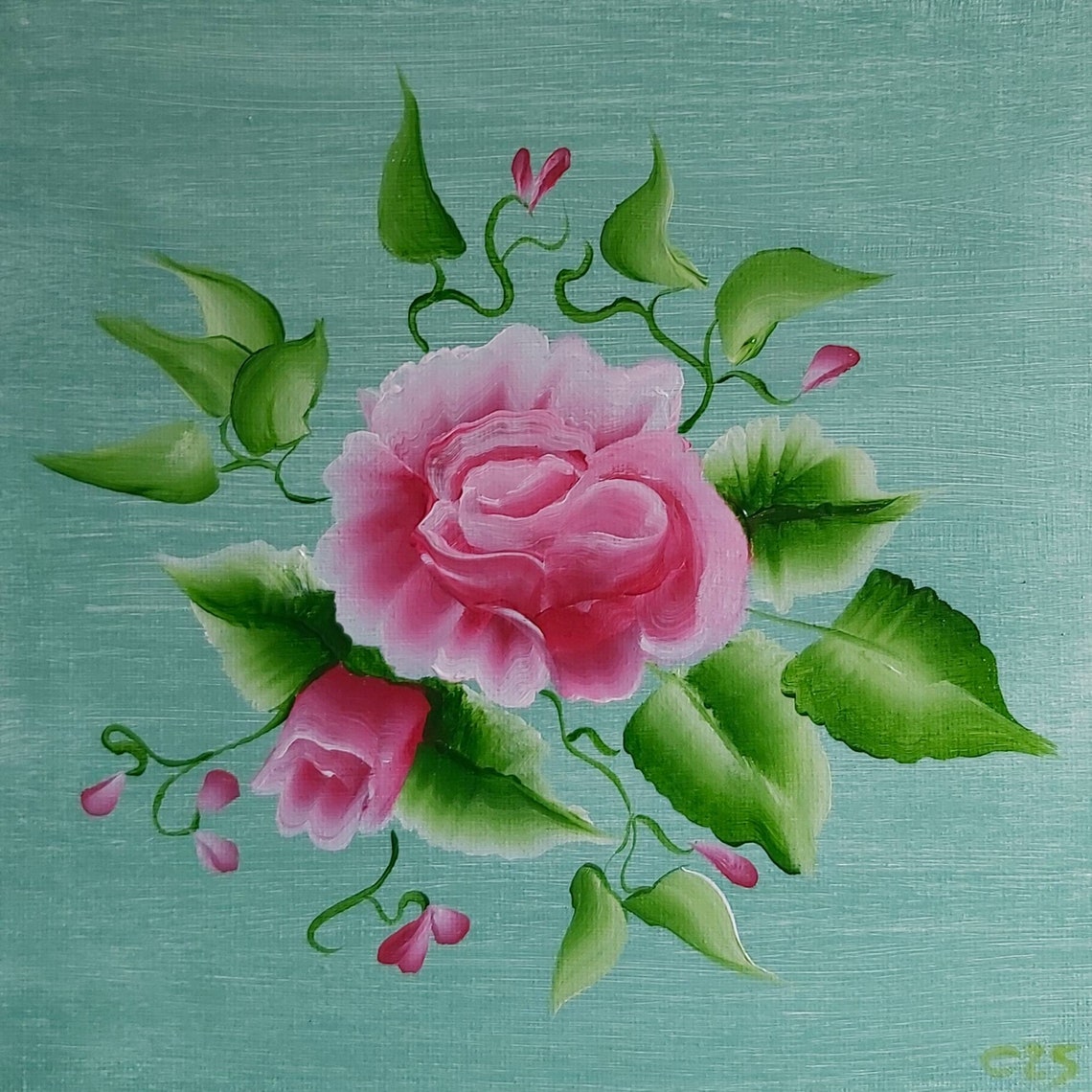 Vintage Rose Painting on Canvas - Etsy