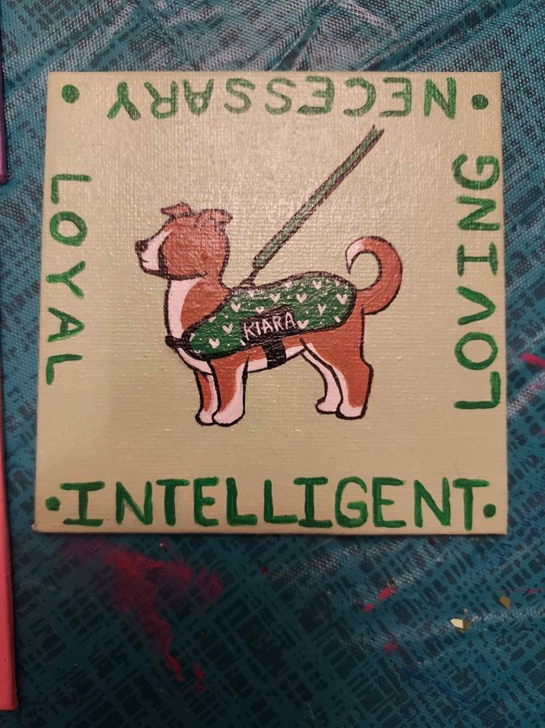 Service Dog Silhouette Square Paintings Magnets or Coasters | Etsy