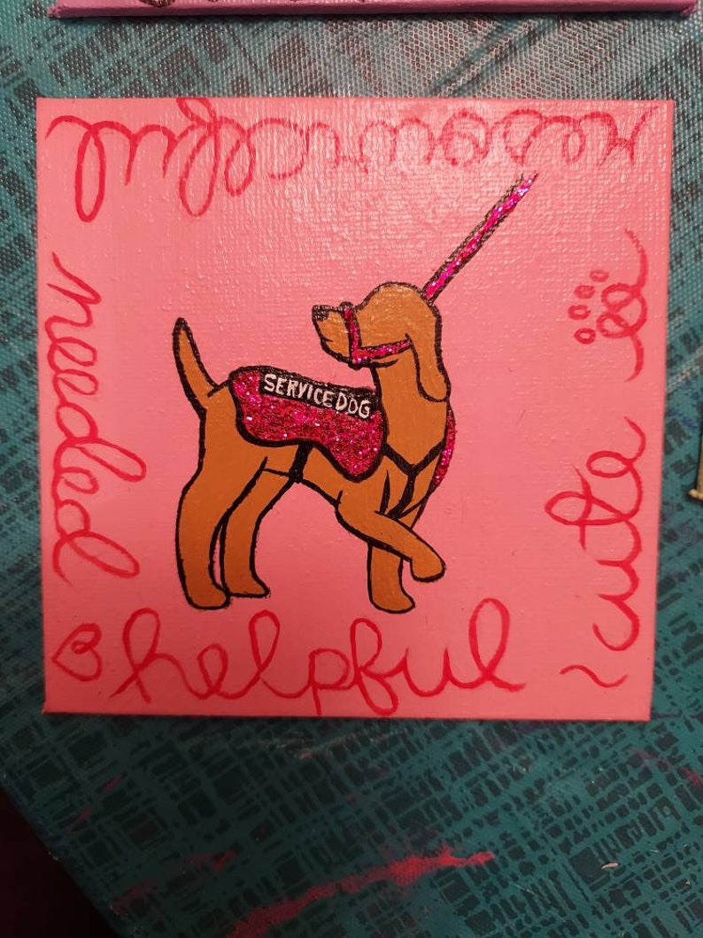 Service Dog Silhouette Square Paintings Magnets or Coasters | Etsy