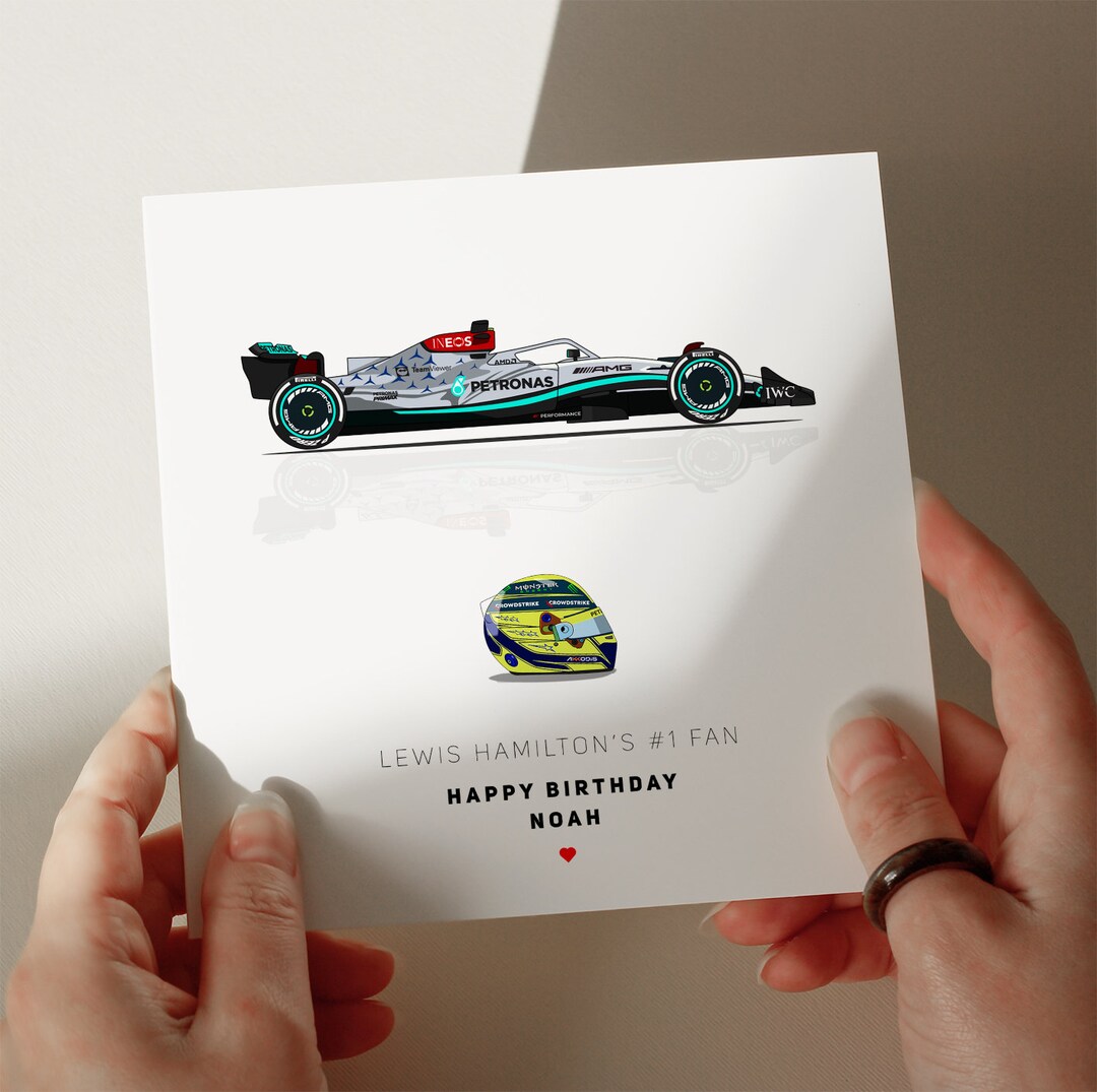Lewis Hamilton Birthday Card, Mercedes Card, Personalised Card, Card ...