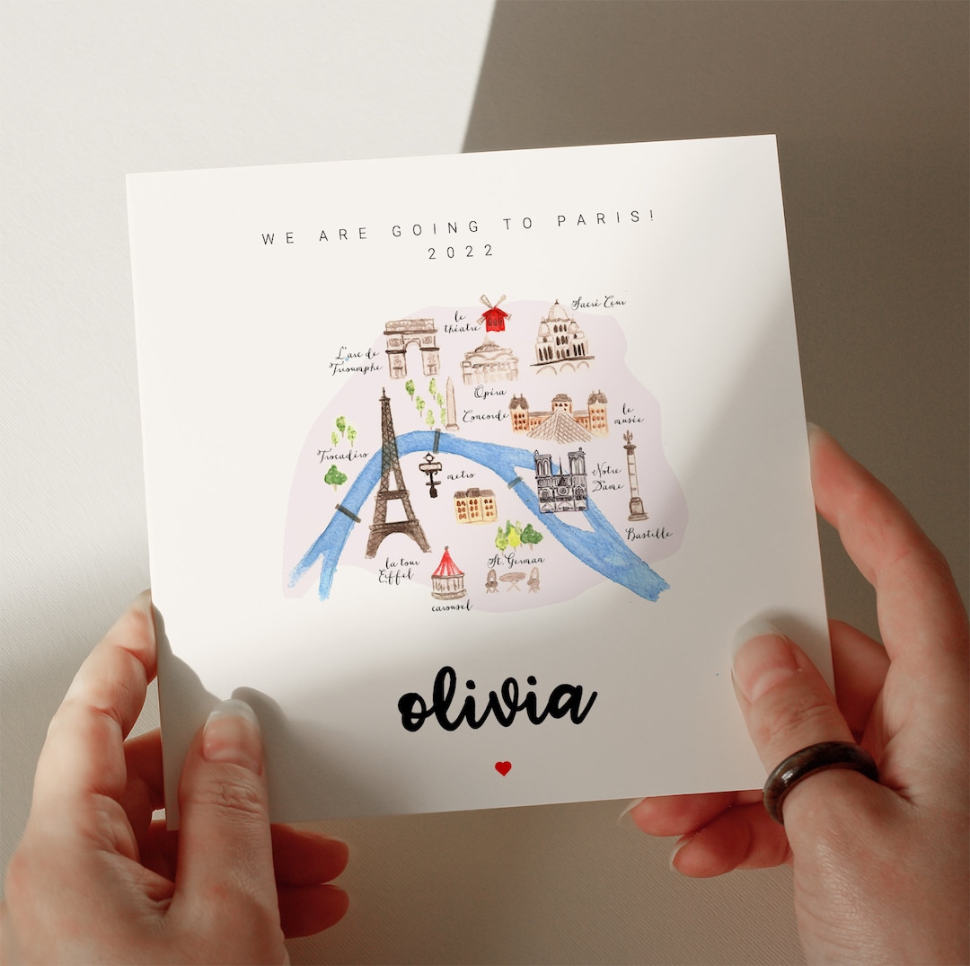 Paris Holiday Card, Personalised Card, Paris Greetings Card, Surprise ...
