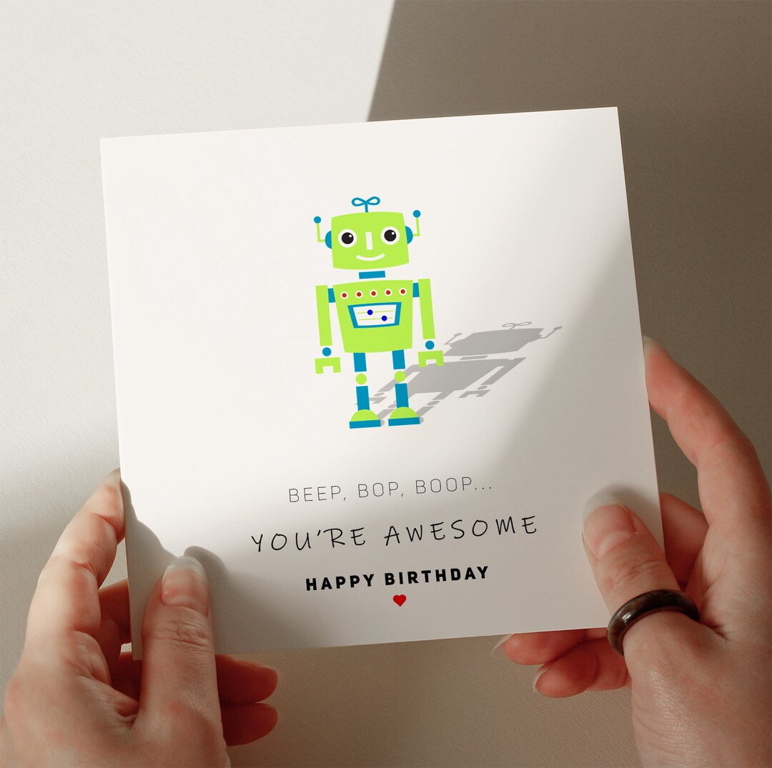 Robot Birthday Card, Personalised Card, Greetings Card, Card for Son ...