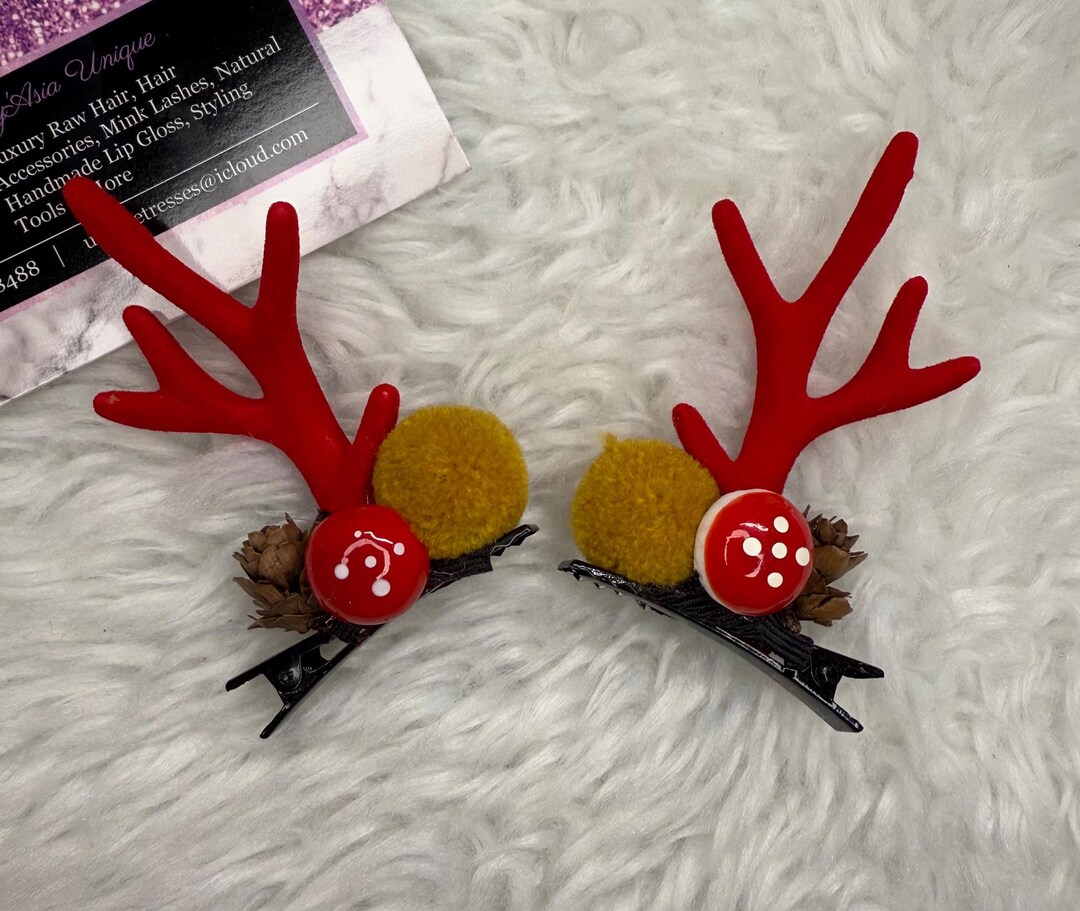 Acorn Button Reindeer Glam Hair Clips - Etsy