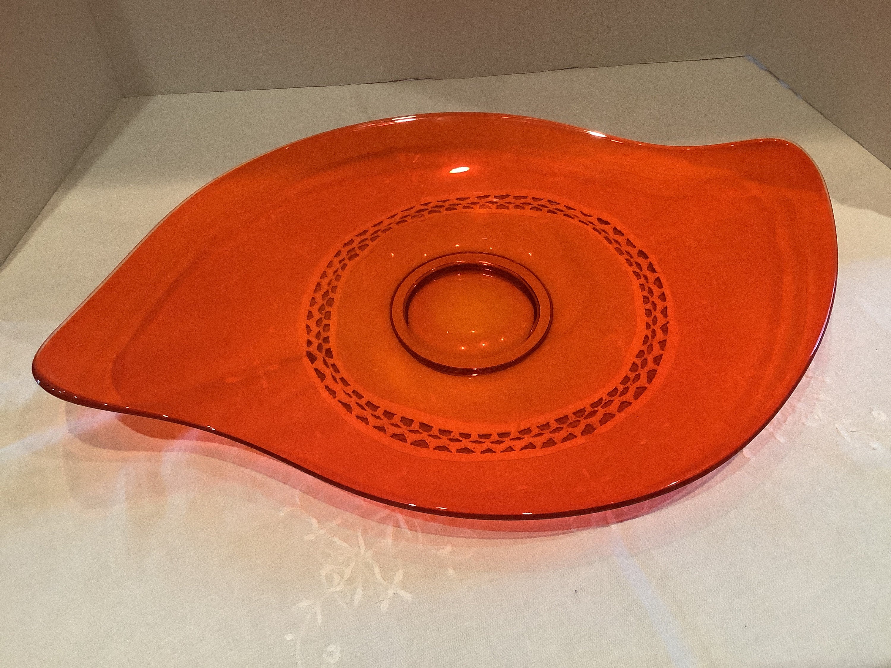 Fall Art Deco Piece, Bright Orange Glassware, 1970s, Vintage, Retro ...