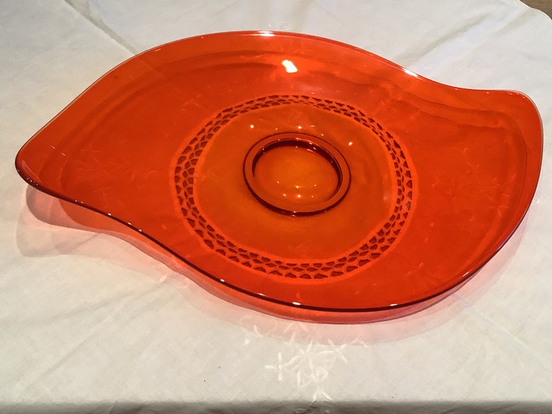 Fall Art Deco Piece, Bright Orange Glassware, 1970s, Vintage, Retro ...