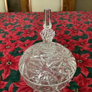 Vintage, Heavy Crystal, Cut Glass, Tall Candy Dish, With Finial Lid ...