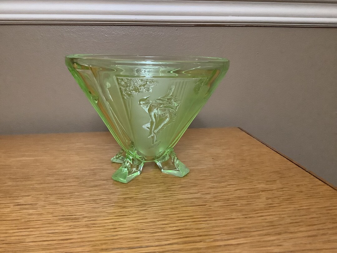 Green Mercury Glass Vase, by Sowerby in England, Pattern Number 2566 ...