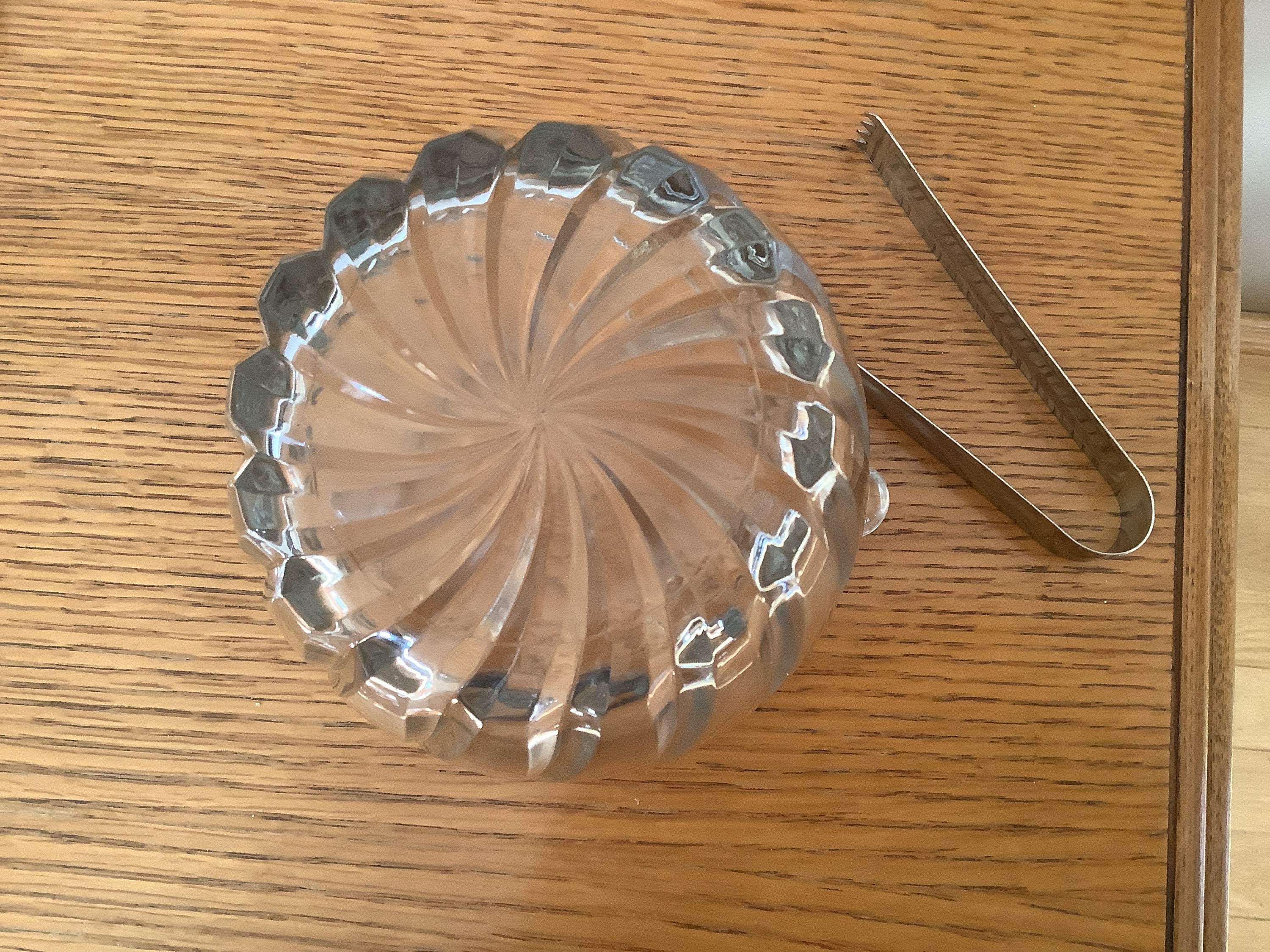 Vintage MCM Glass Ice Bucket Ball Shaped Handles - Etsy