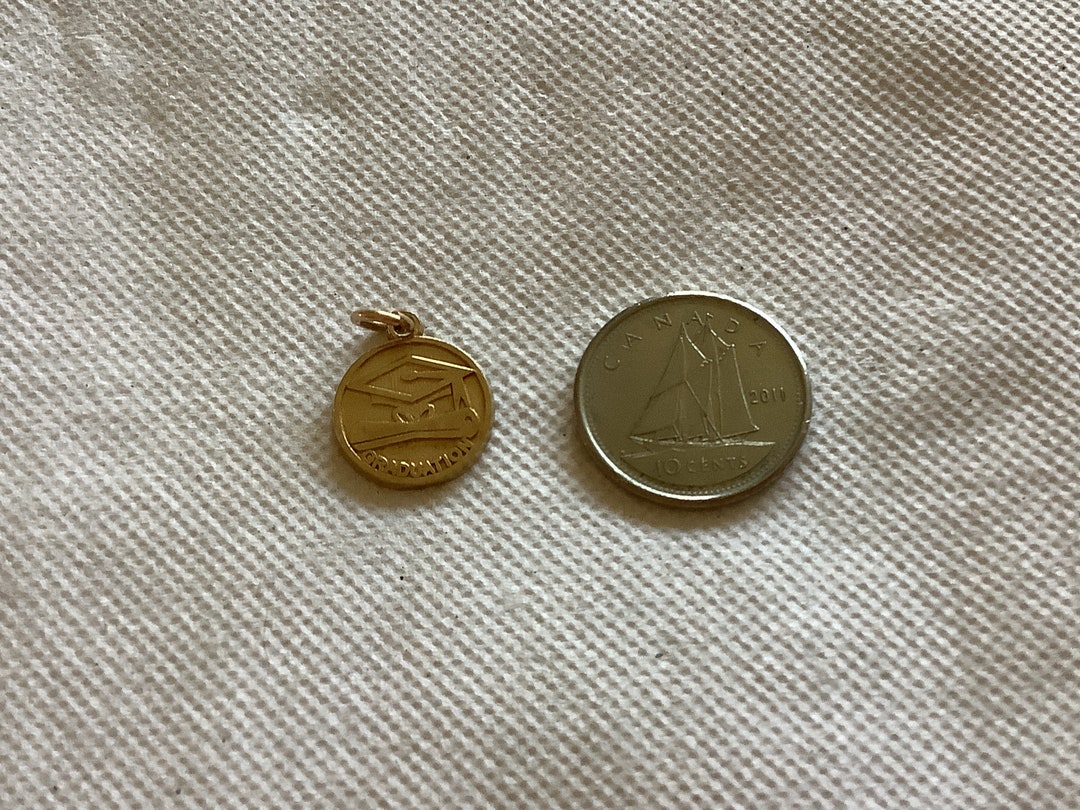 Gold Graduation Charm, Graduation Diploma, Mortar Board Hat, Stamped ...