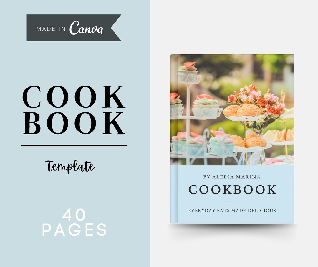 Blue Theme Printable Cookbook Template DIY Recipe Book Layout Printable ...