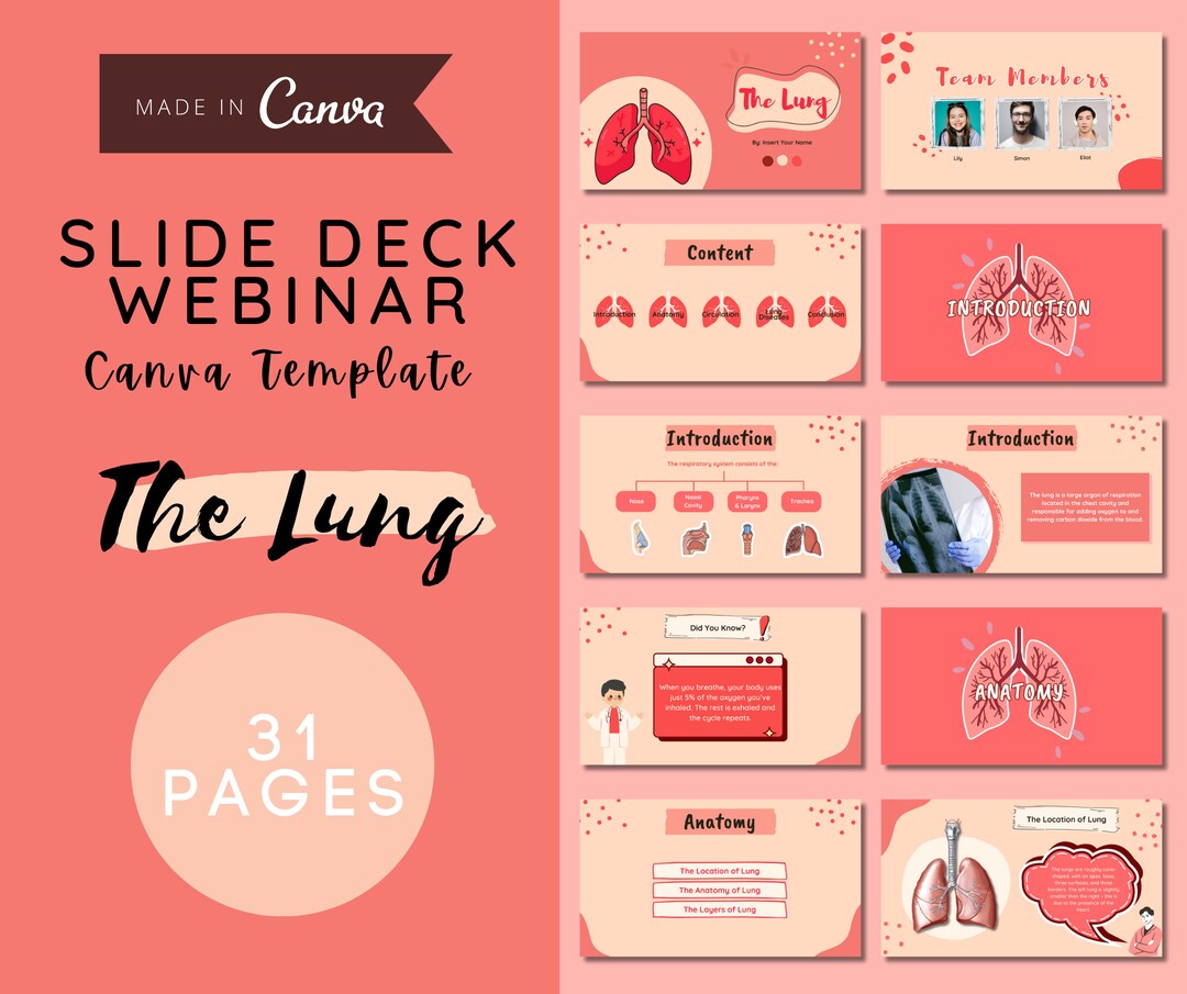 Biology The Lung Slide Deck Canva Template Respiratory System Slide Presentation Science Fun ...