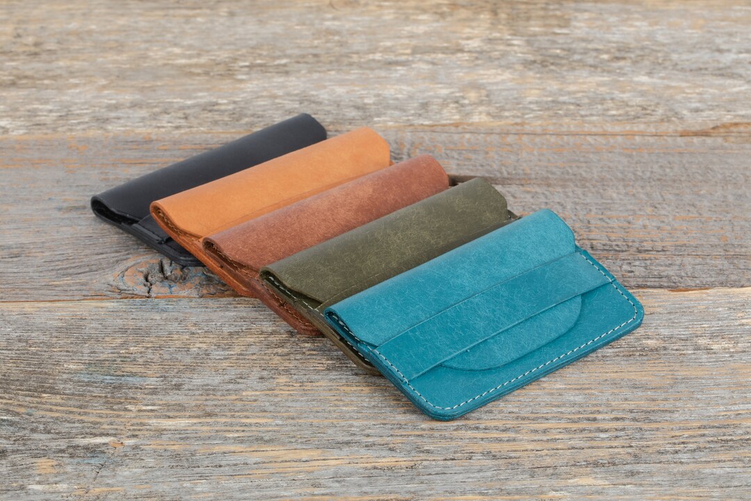 Personalized Leather Slim Wallet / Engraved Credit Card Holder With ...