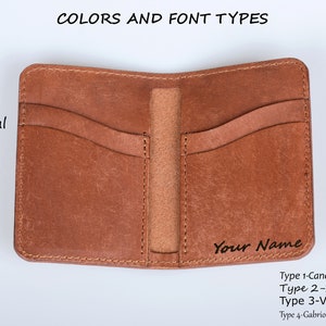 Personalized Leather Minimalist Slim Bifold Wallet for Men / Engraved ...