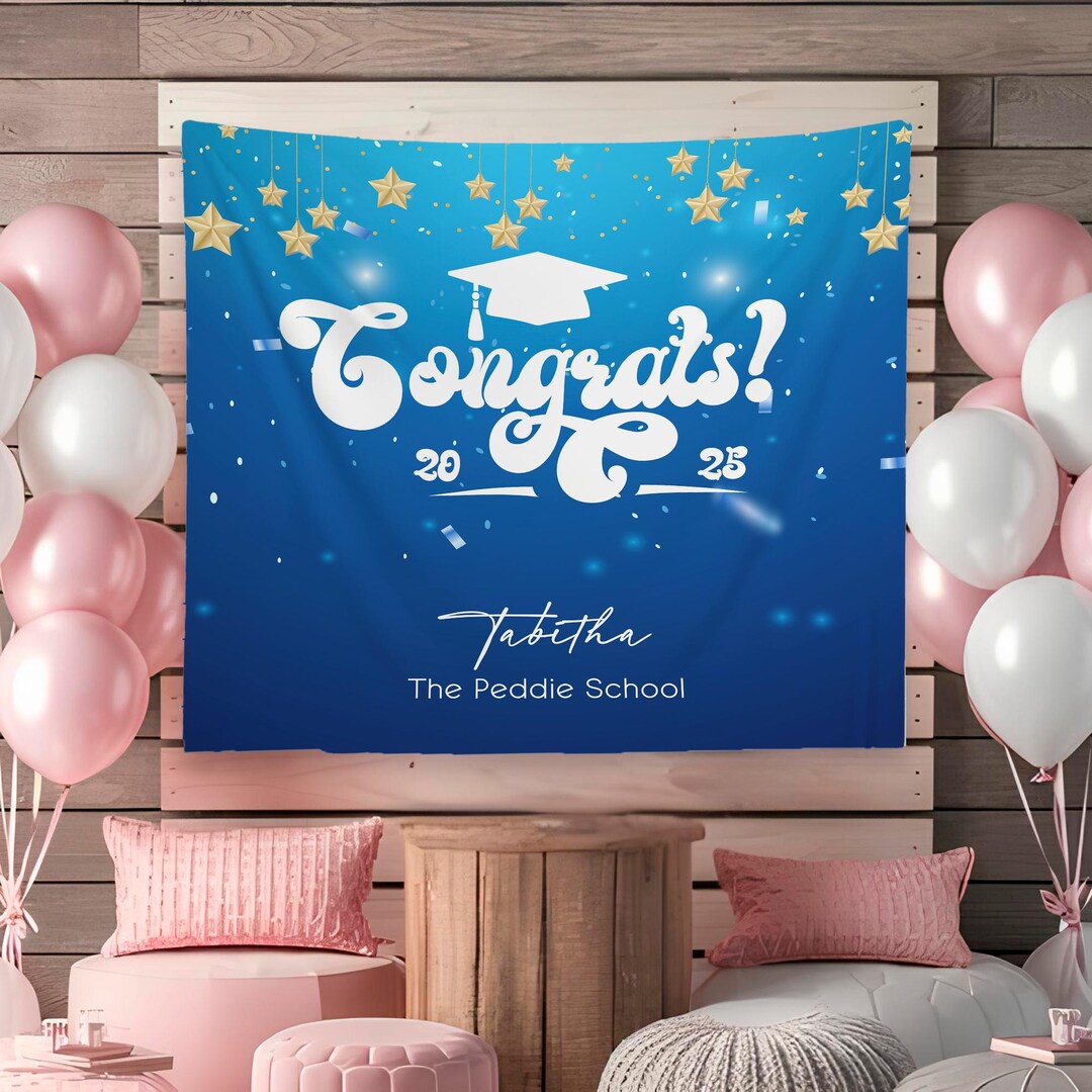 Custom Graduation Party Backdrop, Graduation Banner With Name & School ...