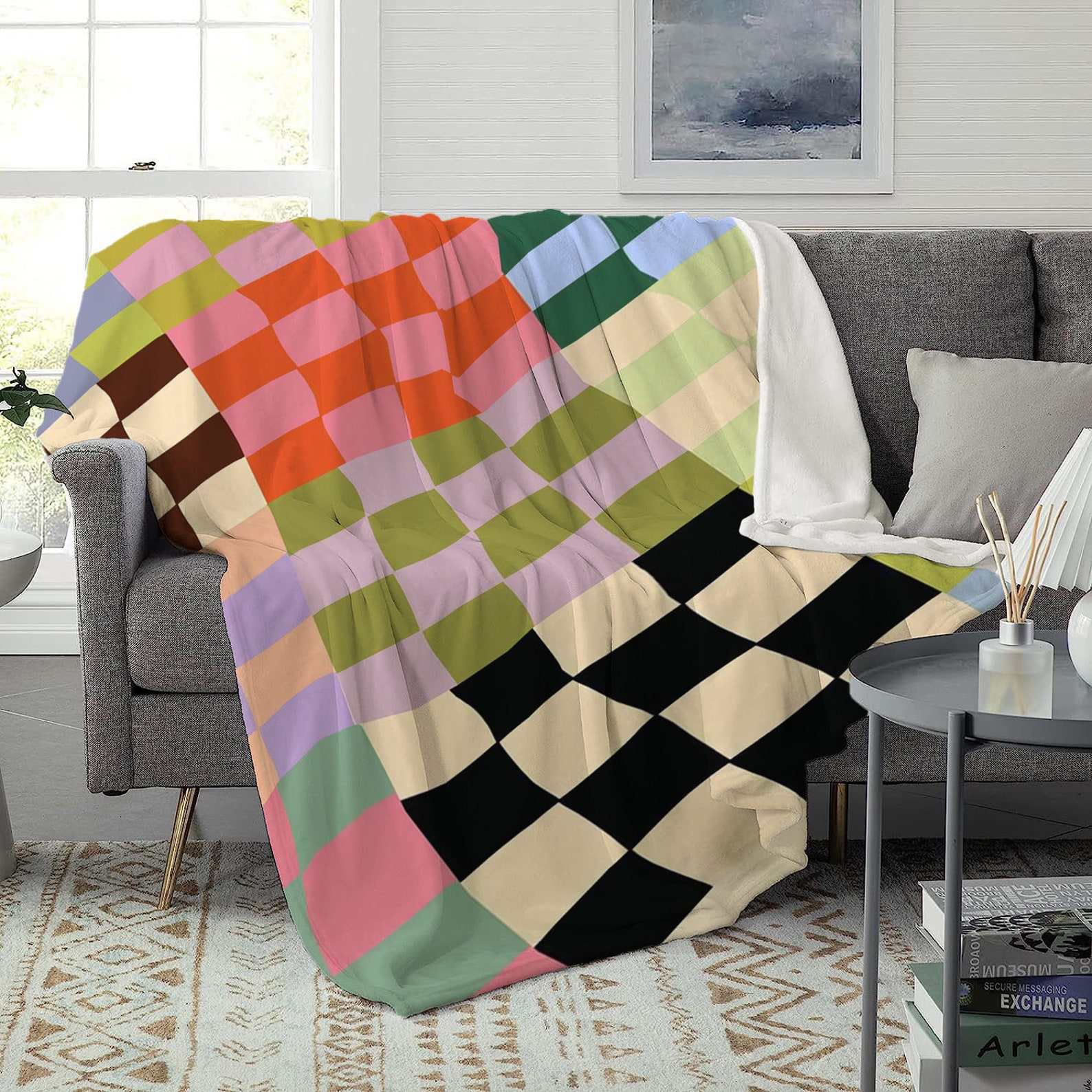 Colorful Checkered Blanket,hoodie Blanket,soft Flannel Baby Blanket ...