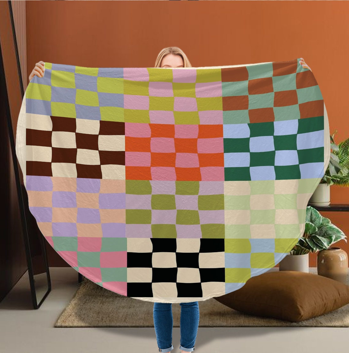 Colorful Checkered Blanket,hoodie Blanket,soft Flannel Baby Blanket ...