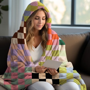 Colorful Checkered Blanket,hoodie Blanket,soft Flannel Baby Blanket ...