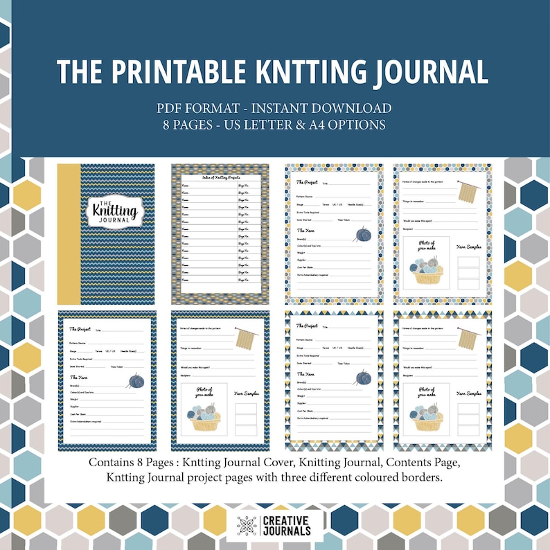 Kntting Journal | Printable | Knitting Record Book | PDF Download ...
